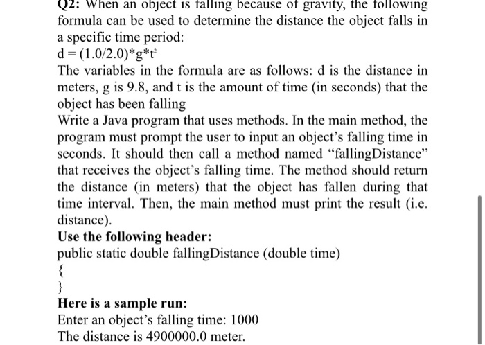 Solved Q2: When an object is falling because of gravity, the | Chegg.com