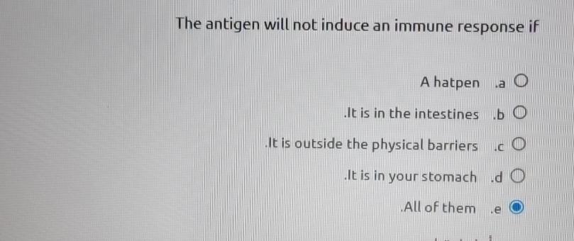 Solved The antigen will not induce an immune response ifA | Chegg.com