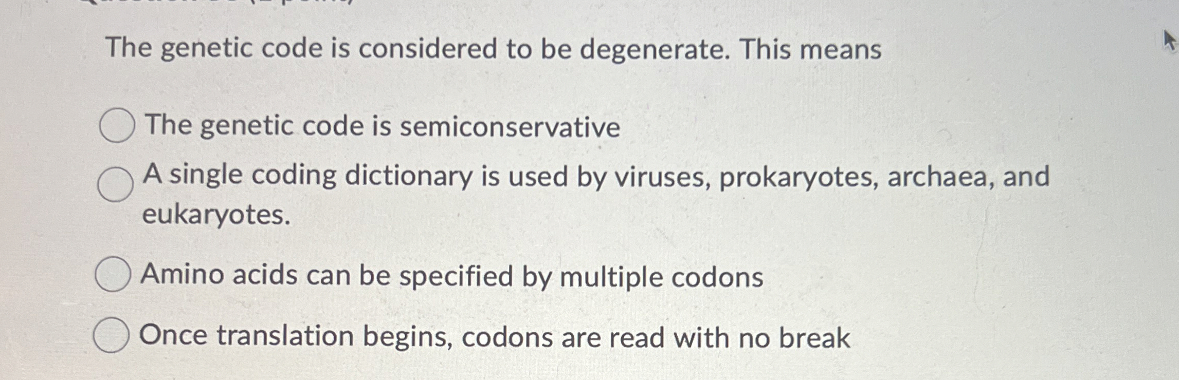 Solved The genetic code is considered to be degenerate. This | Chegg.com
