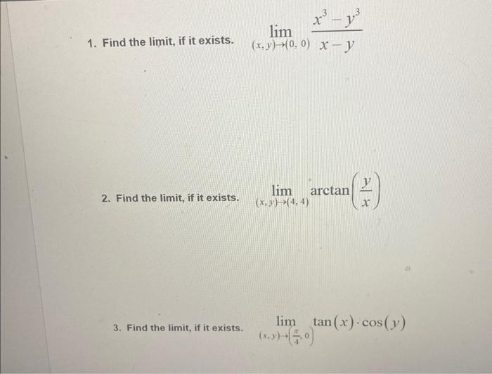 Solved 1. Find the limit, if it exists. | Chegg.com