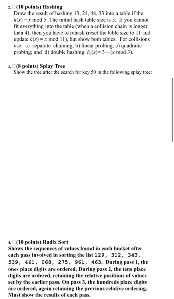 Solved (10 ﻿points) ﻿HashingDraw the result of hashing | Chegg.com