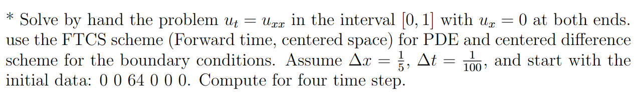 Solve by hand the problem ut=u× ﻿in the interval 0,1 | Chegg.com