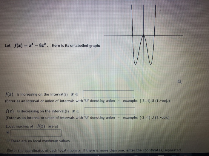 Solved Let f(1) = * - 8c?. Here is its unlabelled graph: | Chegg.com