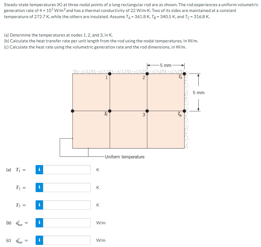 Solved Steady-state temperatures (K) ﻿at three nodal points | Chegg.com
