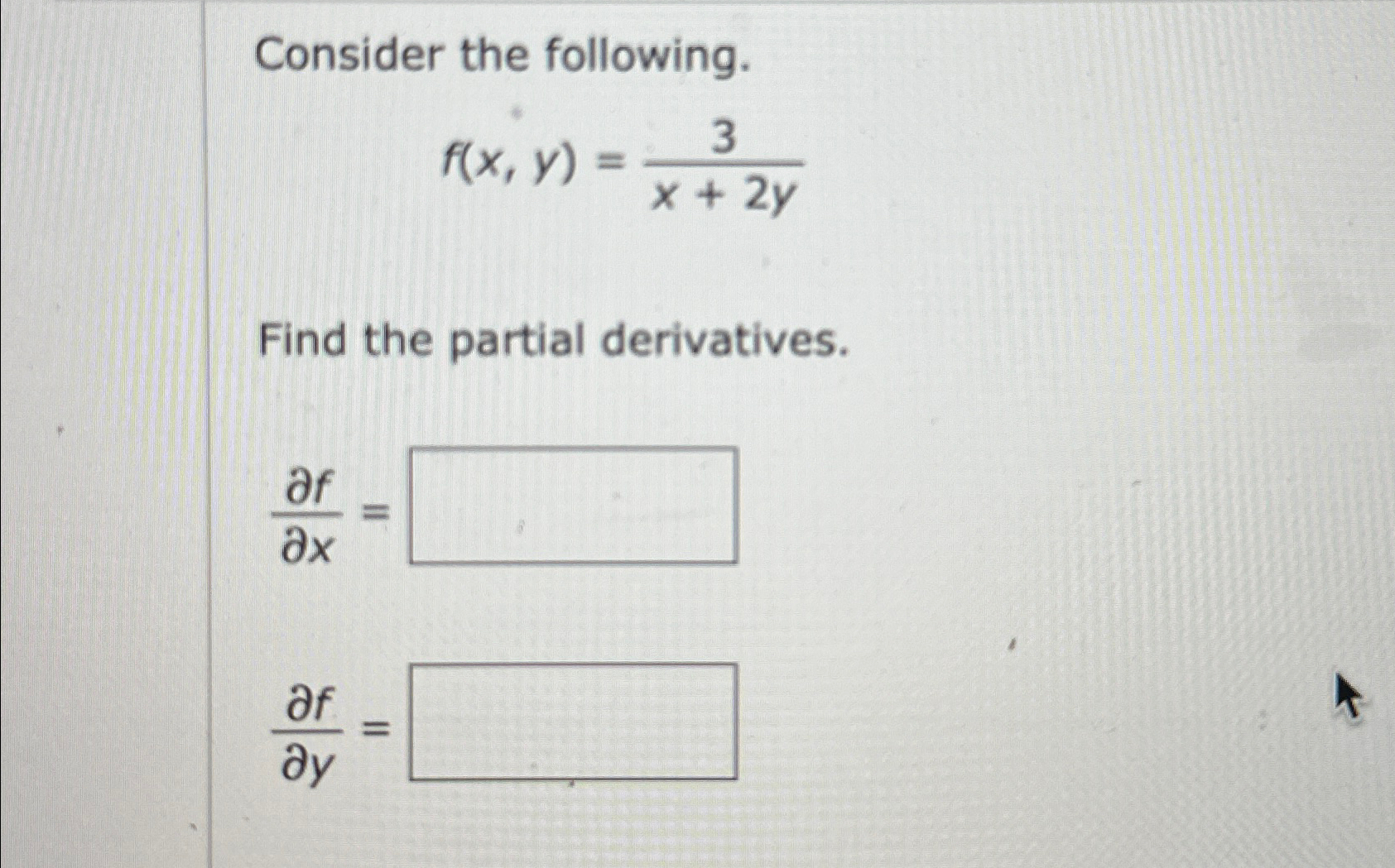 Solved partial derivativesConsider the | Chegg.com