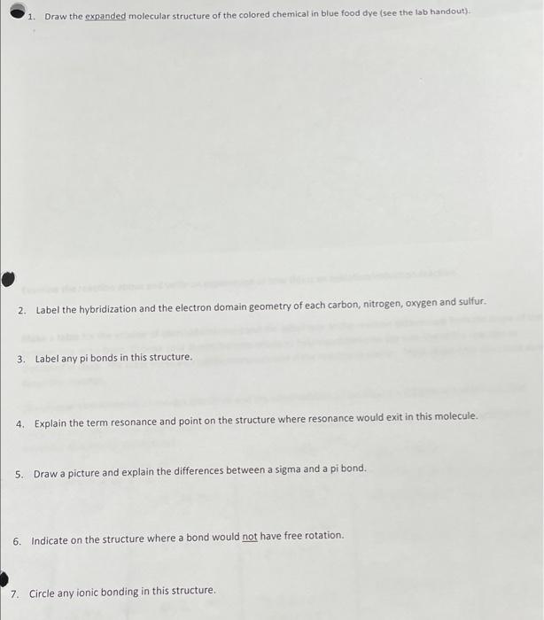 Solved 1. Draw the expanded molecular structure of the | Chegg.com