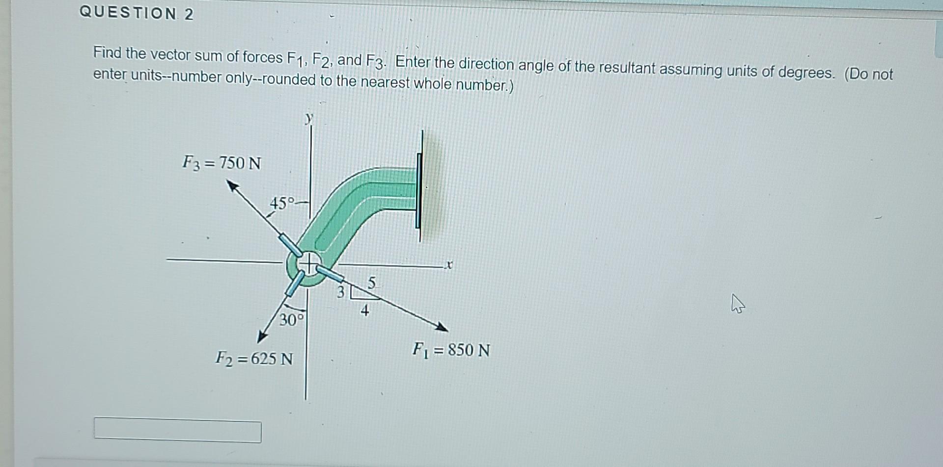 Solved QUESTION 1 Find the vector sum of forces F1, F2, and | Chegg.com