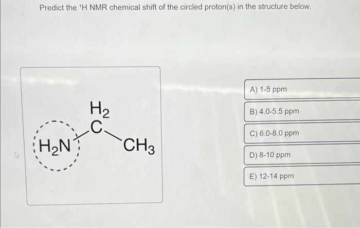 Solved Predict the 1H NMR chemical shift of the circled | Chegg.com