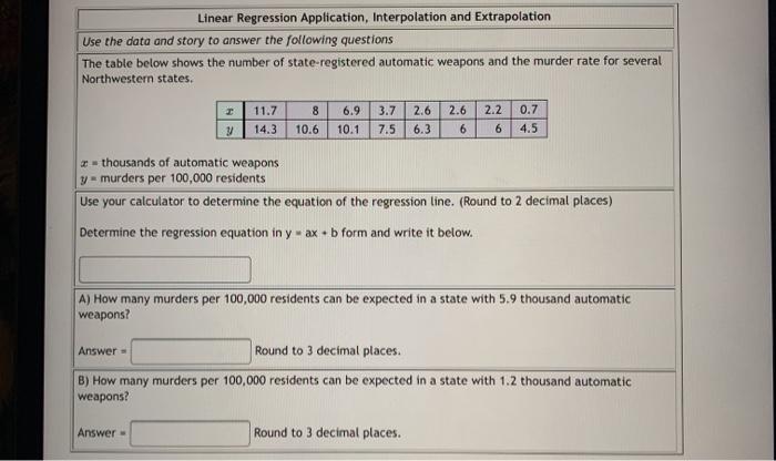 Solved Linear Regression Application, Interpolation and | Chegg.com