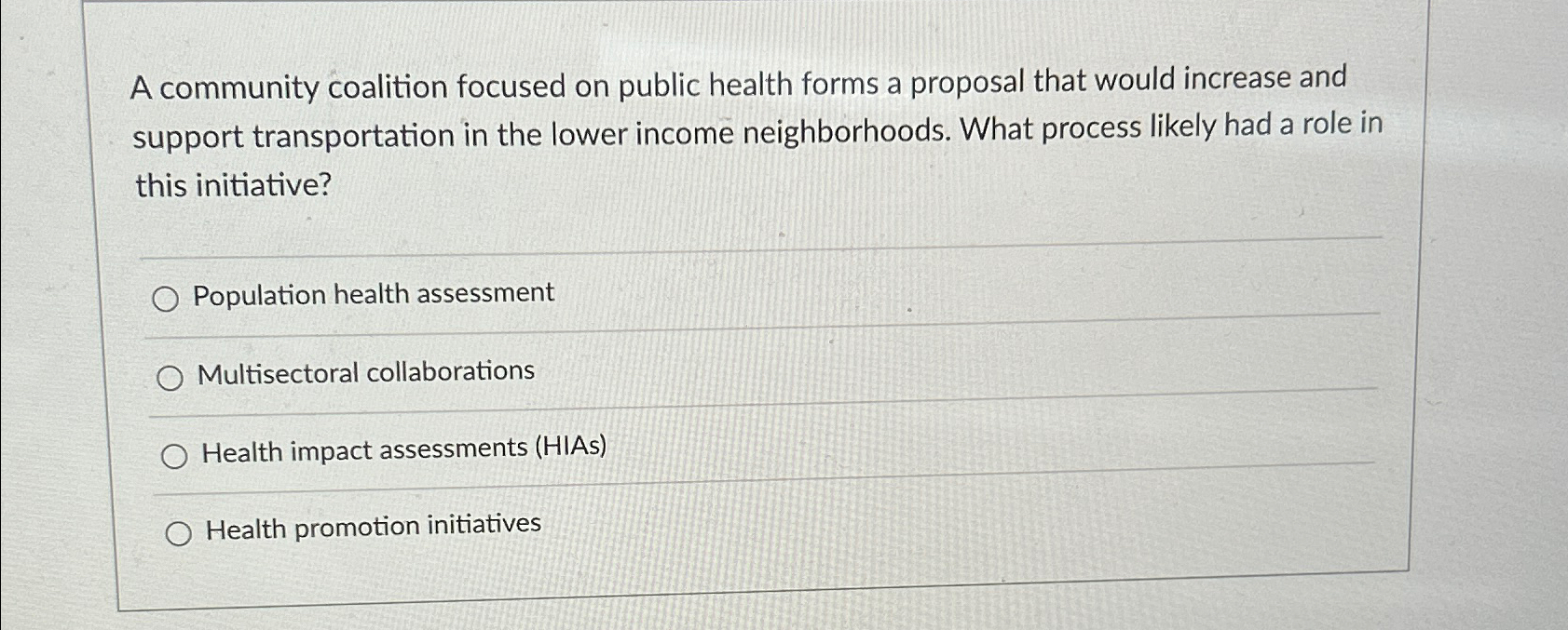 Solved A community coalition focused on public health forms | Chegg.com