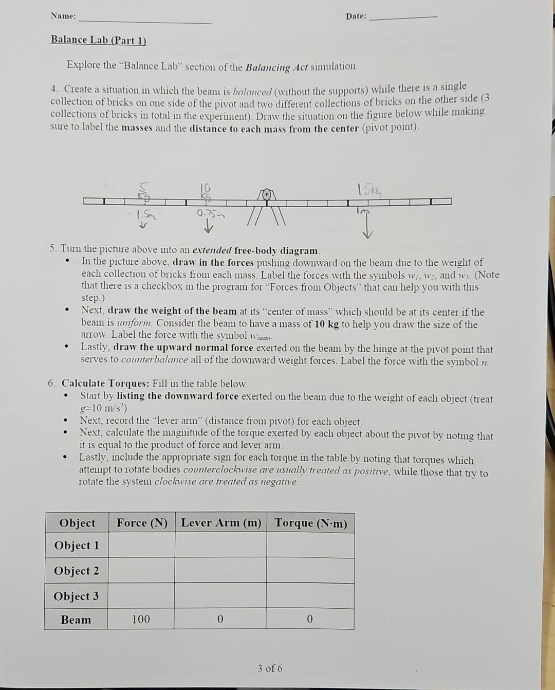 Solved Explore the "Balance Lab" section of the Balancing | Chegg.com