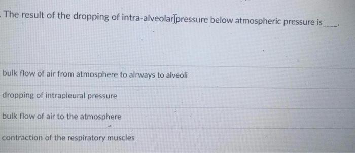 Solved The result of the dropping of intra-alveolar]pressure | Chegg.com