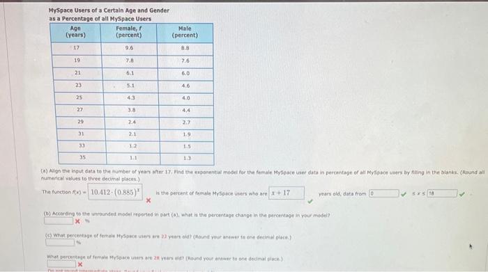 MySpace Users of a Certain Age and Gender as a | Chegg.com