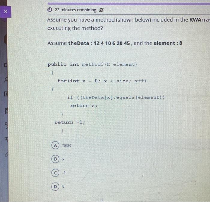 Solved Assume you have a method (shown below) included in | Chegg.com