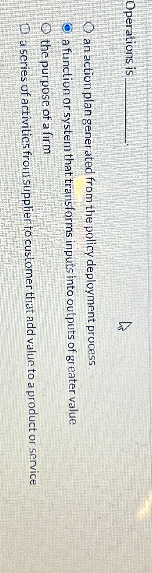 Solved Operations isan action plan generated from the policy | Chegg.com