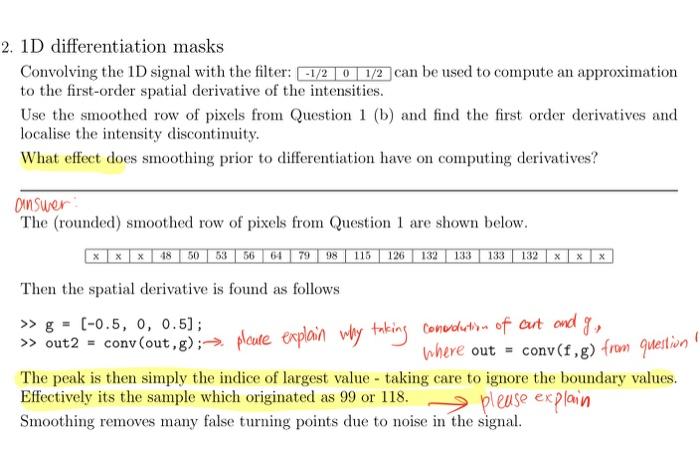 2. 1D differentiation masks Convolving the 1D signal | Chegg.com