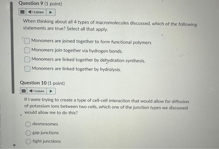 Solved When thinking about all 4 types of macromolecules | Chegg.com