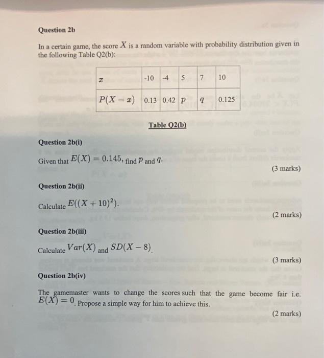Solved In a certain game, the score X is a random variable | Chegg.com