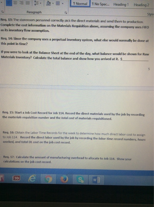 Font P aragraph Req. 4 The production engineers | Chegg.com