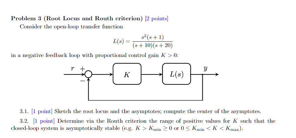 Solved Problem 3 (Root Locus and Routh criterion) [2 | Chegg.com