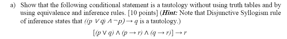 Solved a) ﻿Show that the following conditional statement is | Chegg.com