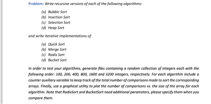 Problem: Write recursive versions of each of the | Chegg.com