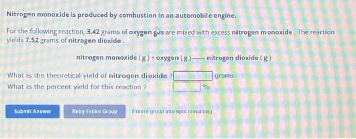 Solved Nitrogen monoxide is produced by combustion in an | Chegg.com