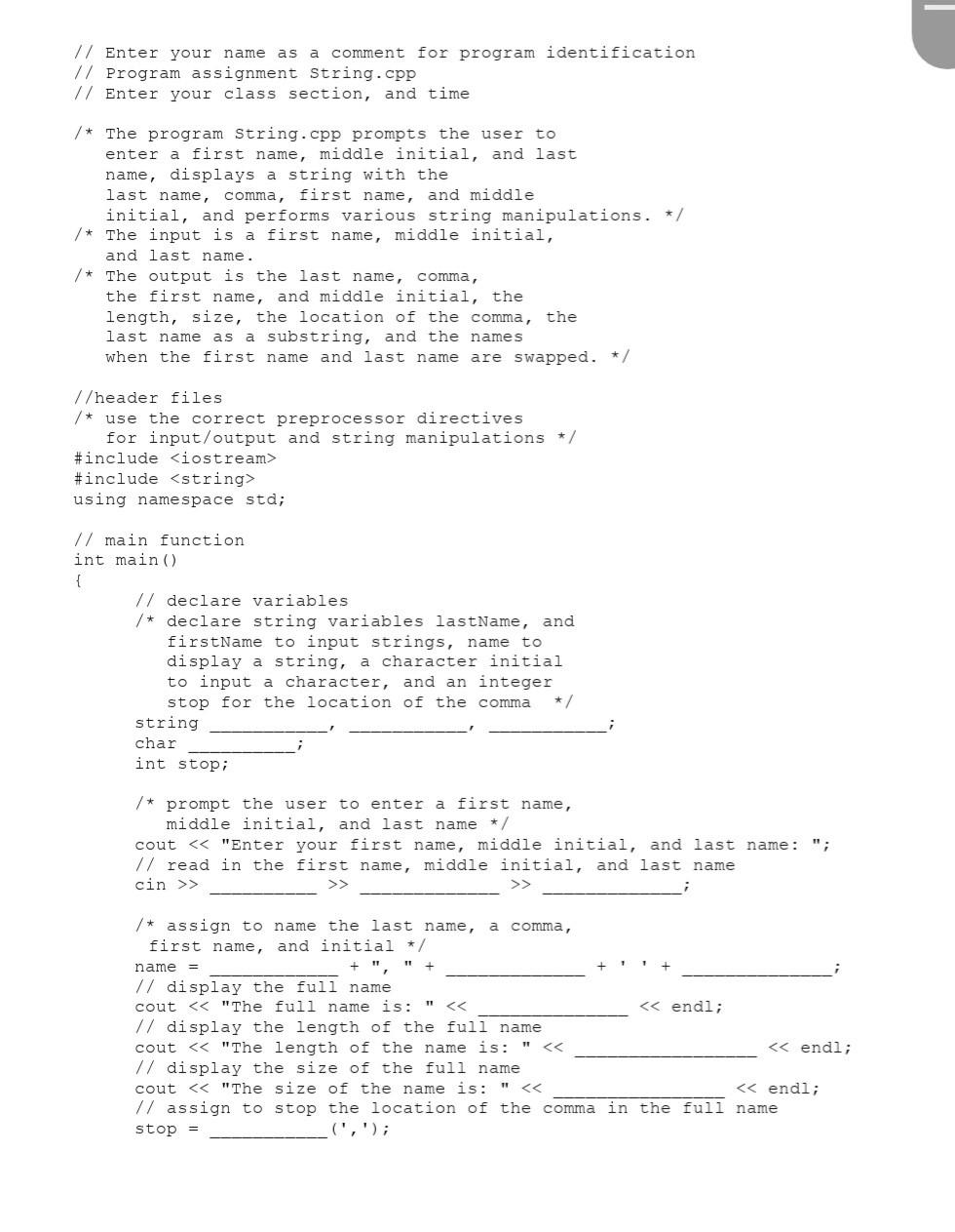 Solved // Enter your name as a comment for program | Chegg.com