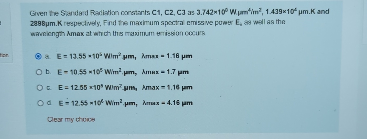 Solved Given the Standard Radiation constants C1, ﻿C2, ﻿C3 | Chegg.com