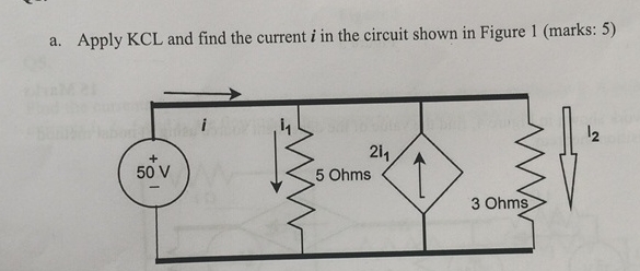 Solved a. ﻿Apply KCL and find the current i ﻿in the circuit | Chegg.com