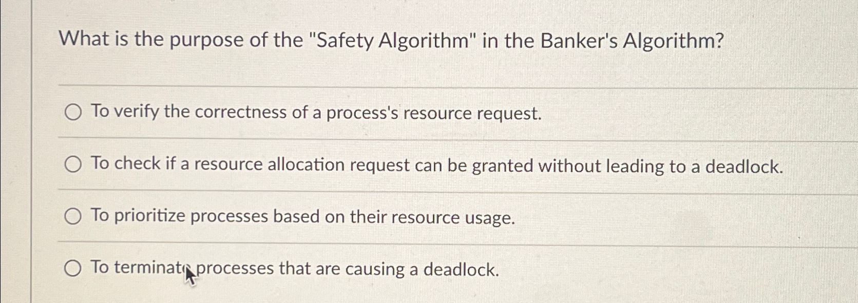 Solved What is the purpose of the "Safety Algorithm" in the | Chegg.com