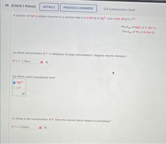 Solved A solution of NaF is added dropwise to a solution | Chegg.com