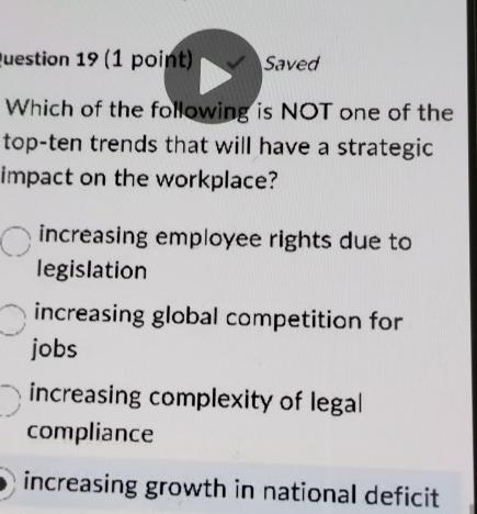Solved Iuestion 19 (1 ﻿point)SavedWhich of the following is | Chegg.com
