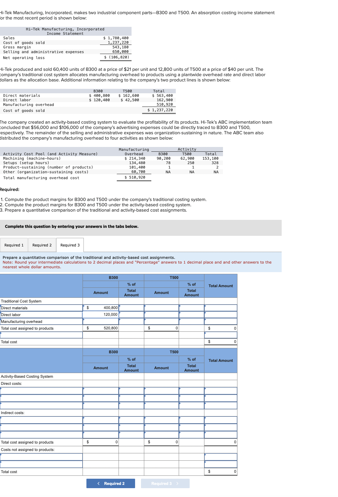Solved Prepare a quantitative comparison of the traditional | Chegg.com