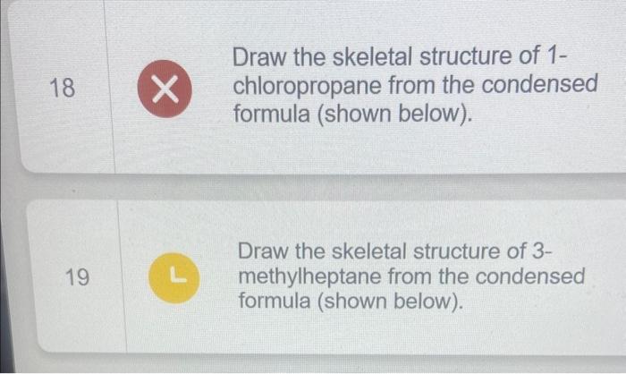 Draw the skeletal structure of 1− chloropropane from | Chegg.com