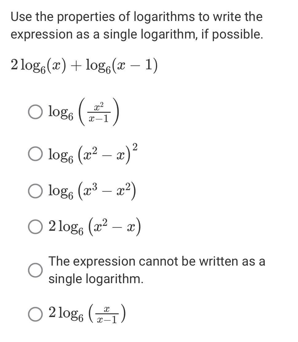 Solved Use the properties of logarithms to write the | Chegg.com