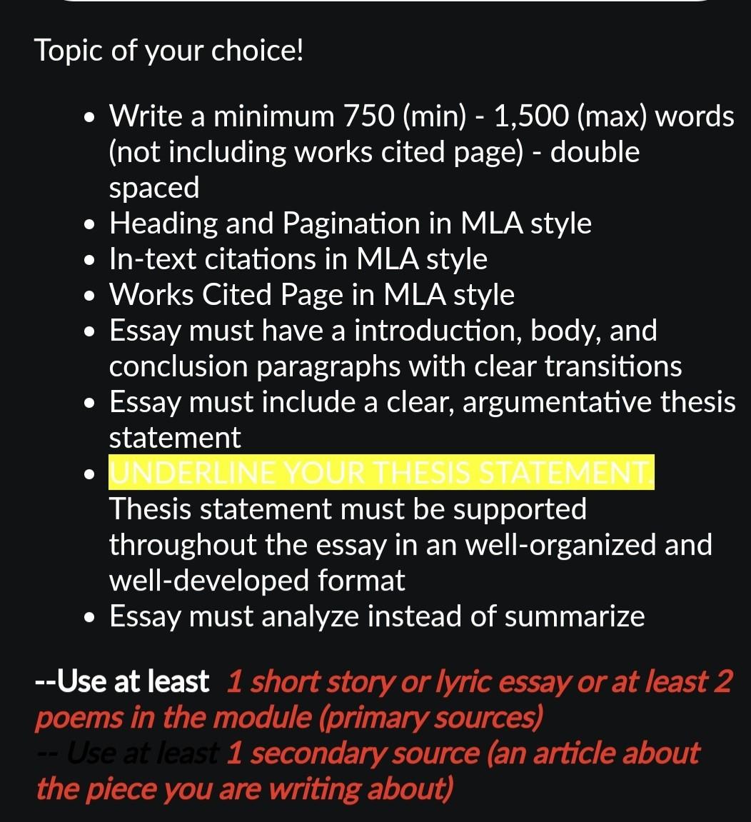 Topic of your choice! - Write a minimum 750 (min) - | Chegg.com