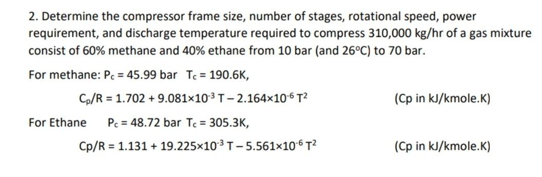 Solved 2. Determine the compressor frame size, number of | Chegg.com