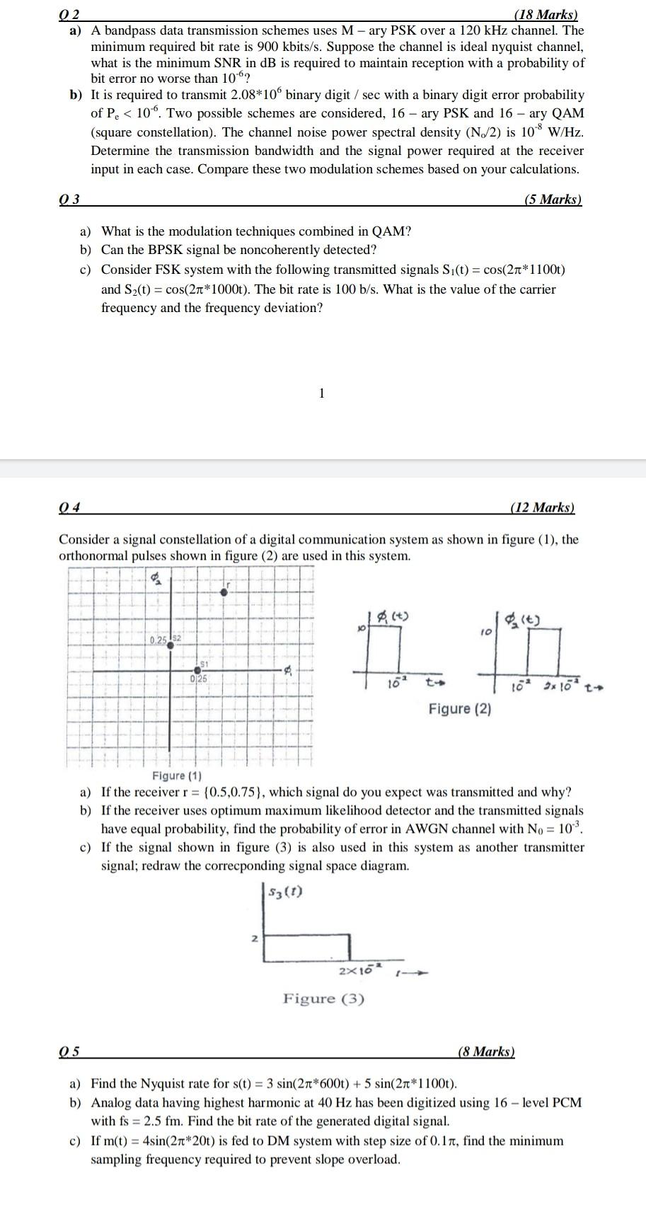 Solved a) A bandpass data transmission schemes uses M - ary | Chegg.com