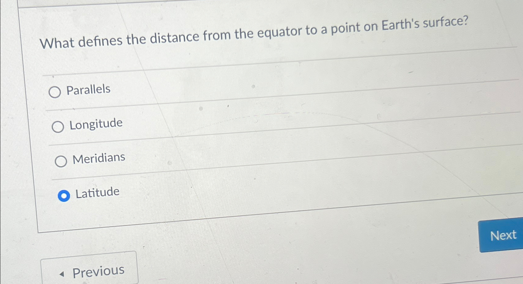 Solved What defines the distance from the equator to a point | Chegg.com