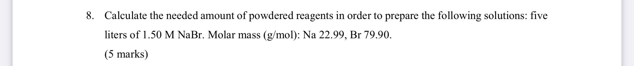 Solved Calculate the needed amount of powdered reagents in | Chegg.com