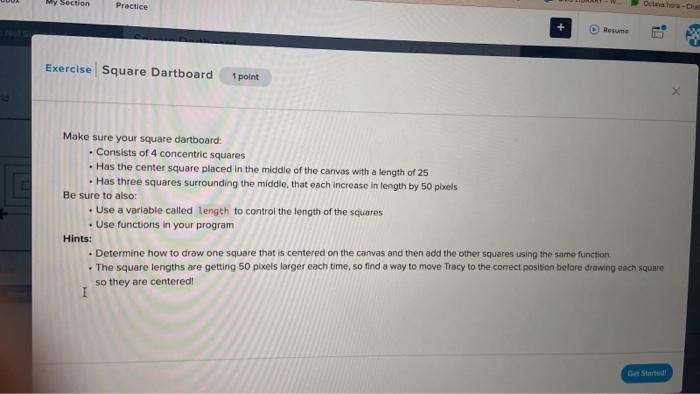 Solved Make sure your square dartboard: - Consists of 4 | Chegg.com