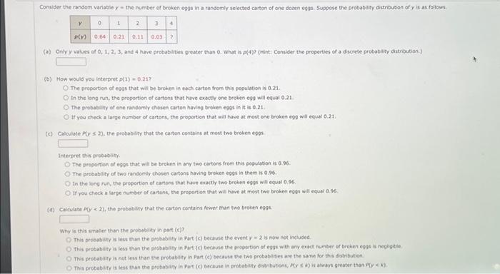 Solved Consider the random variable y = the number of broken | Chegg.com