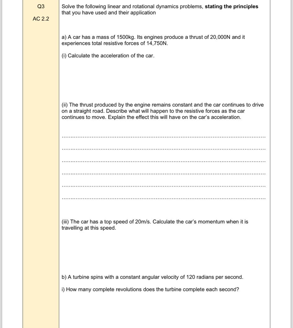 Solved Q3 ﻿Solve the following linear and rotational | Chegg.com