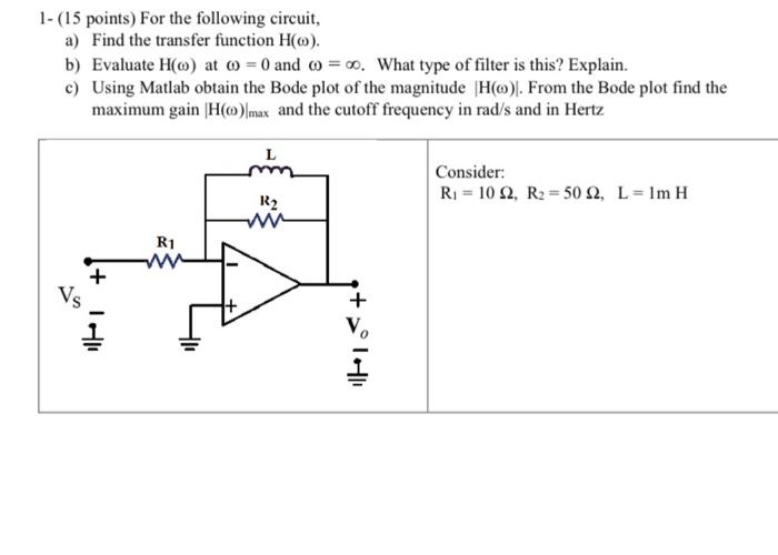Solved 1 - ( 15 points) For the following circuit, a) Find | Chegg.com