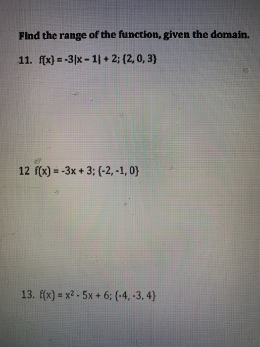Solved Find the range of the function, given the domain | Chegg.com