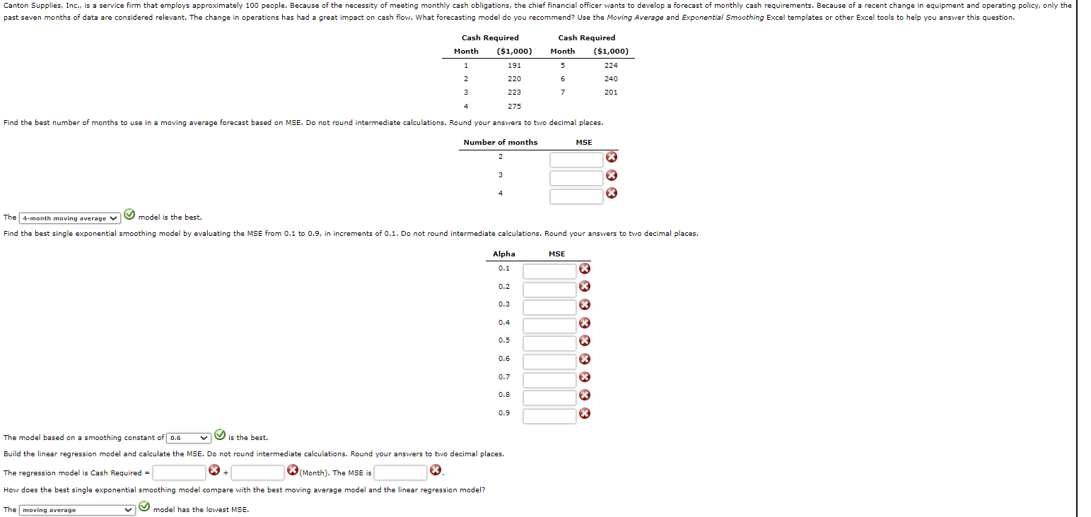 Solved Find the best number of months to use in a moving | Chegg.com