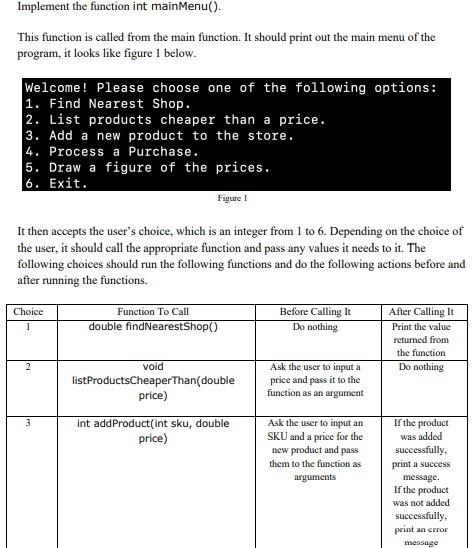 Solved Implement The Function Int Mainmenu This Function Chegg