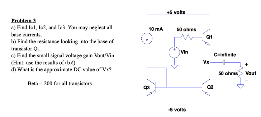 Problem 3a) ﻿Find Ic1, ﻿Ic2, ﻿and Ic3. ﻿You may | Chegg.com