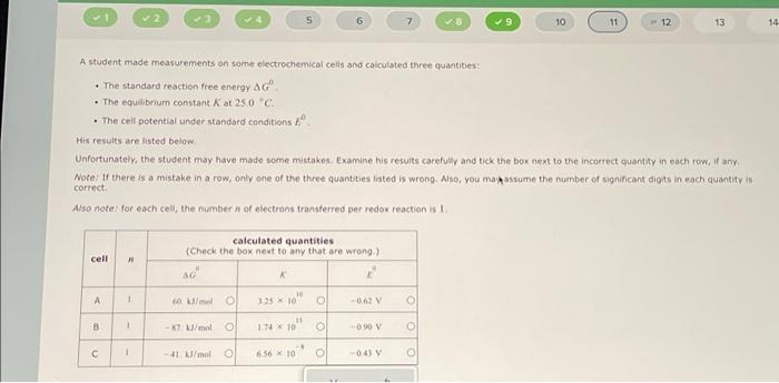 Solved A student made measurements on some electrochemical | Chegg.com